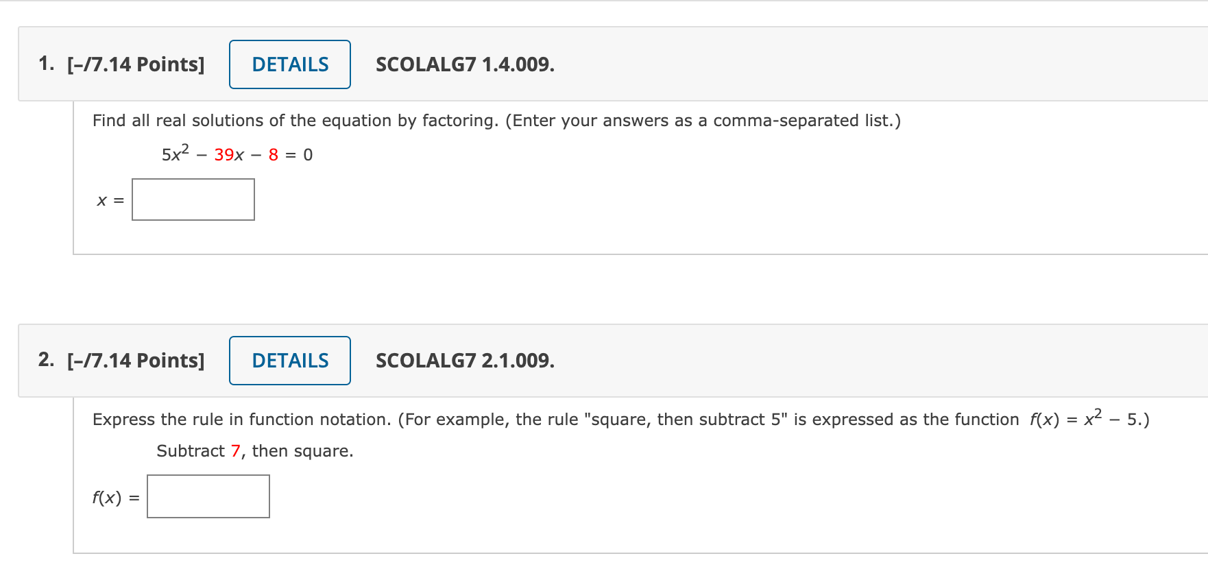 Solved 1. [-17.14 Points] DETAILS SCOLALG7 1.4.009. Find all | Chegg.com