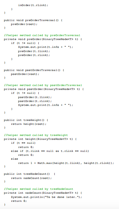 1. Extend the class BinaryTree to include a boolean | Chegg.com