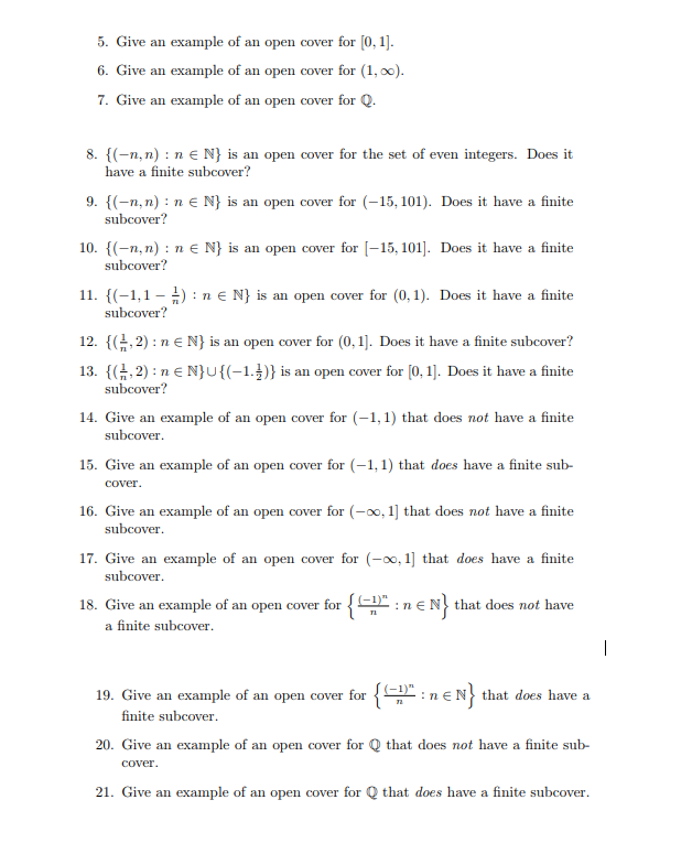 Solved 5. Give an example of an open cover for 0,1] 6. Give | Chegg.com