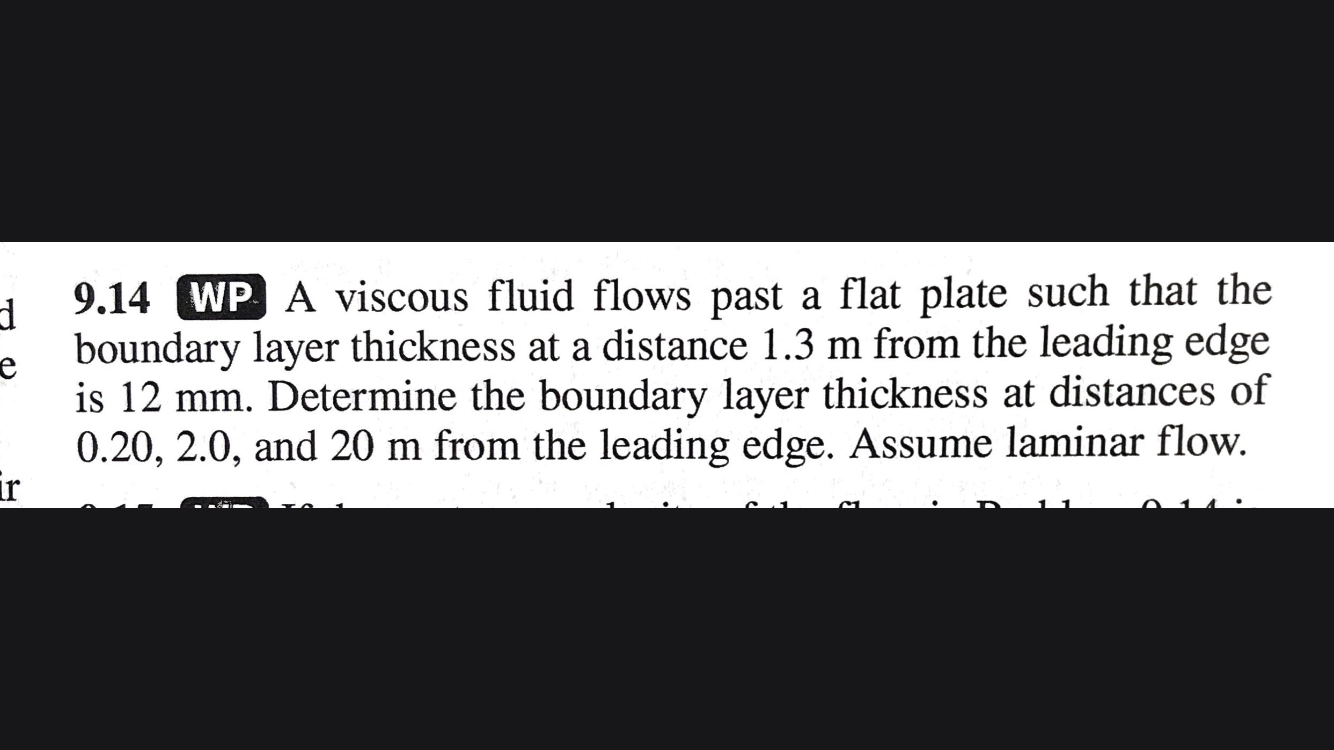 Solved 9.14 WP A viscous fluid flows past a flat plate such | Chegg.com