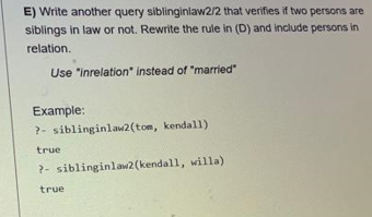 Solved Consider the following prolog database: married | Chegg.com