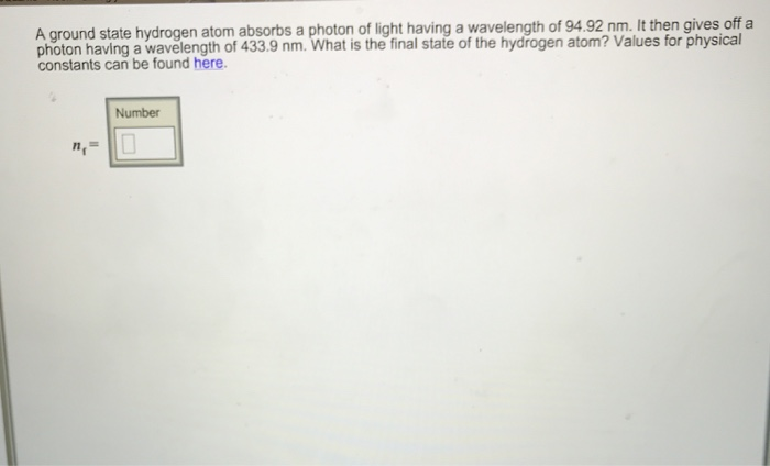 Solved A Ground State Hydrogen Atom Absorbs A Photon Of