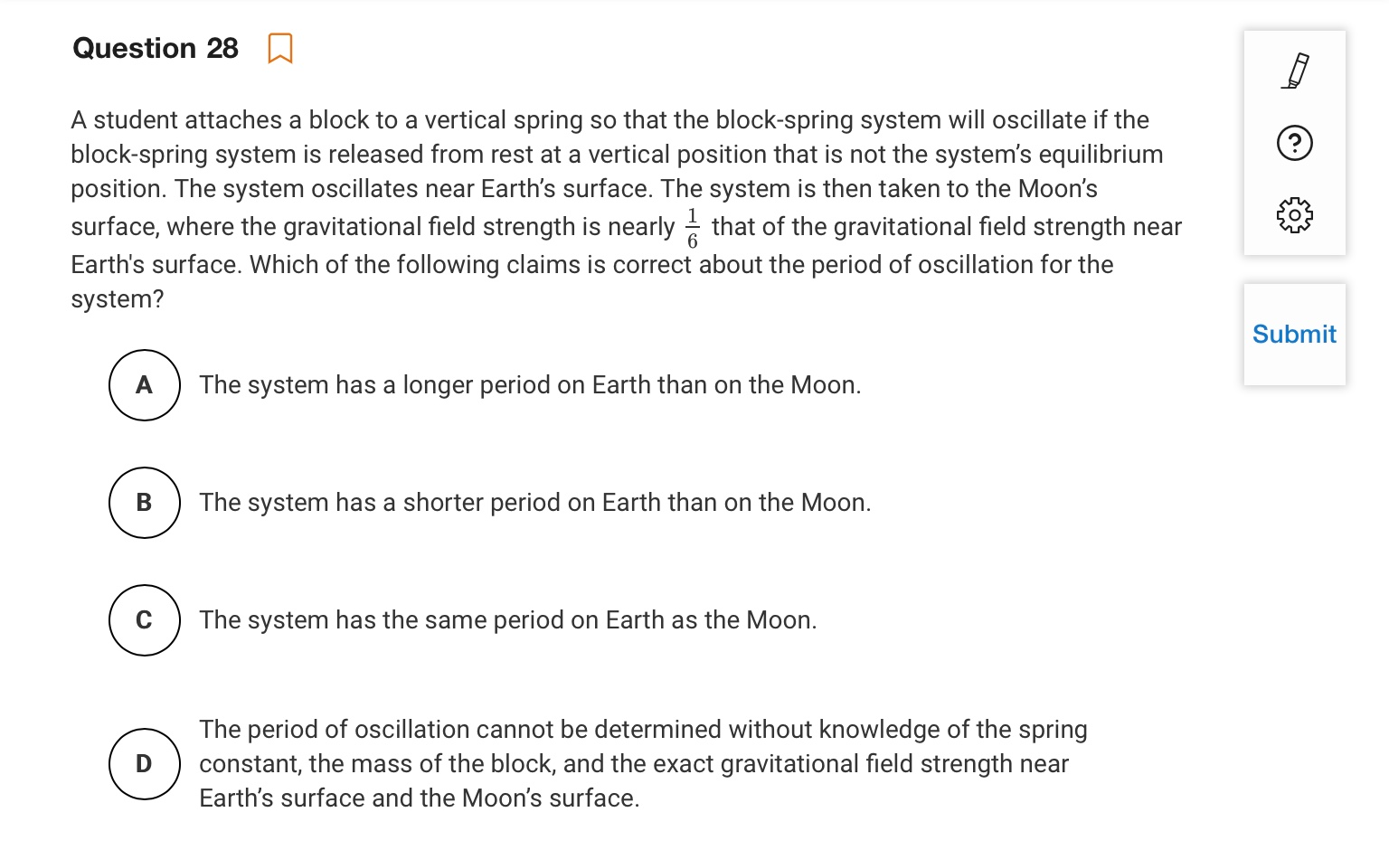 Solved Question 28 a A student attaches a block to a | Chegg.com