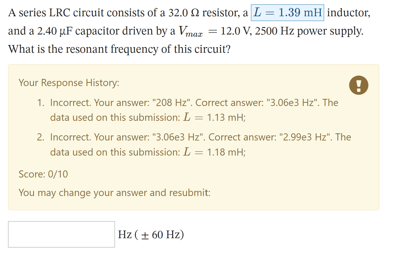 Solved A series LRC circuit consists of a \\( 32.0 \\Omega | Chegg.com