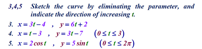 Solved 3,4,5 Sketch the curve by eliminating the parameter, | Chegg.com