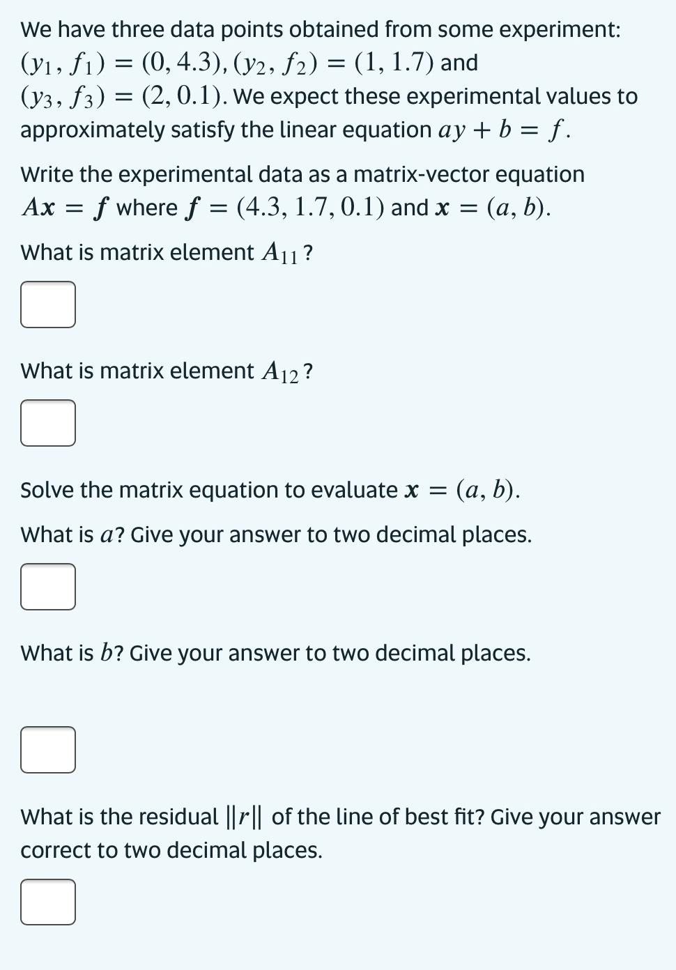 Solved We have three data points obtained from some | Chegg.com