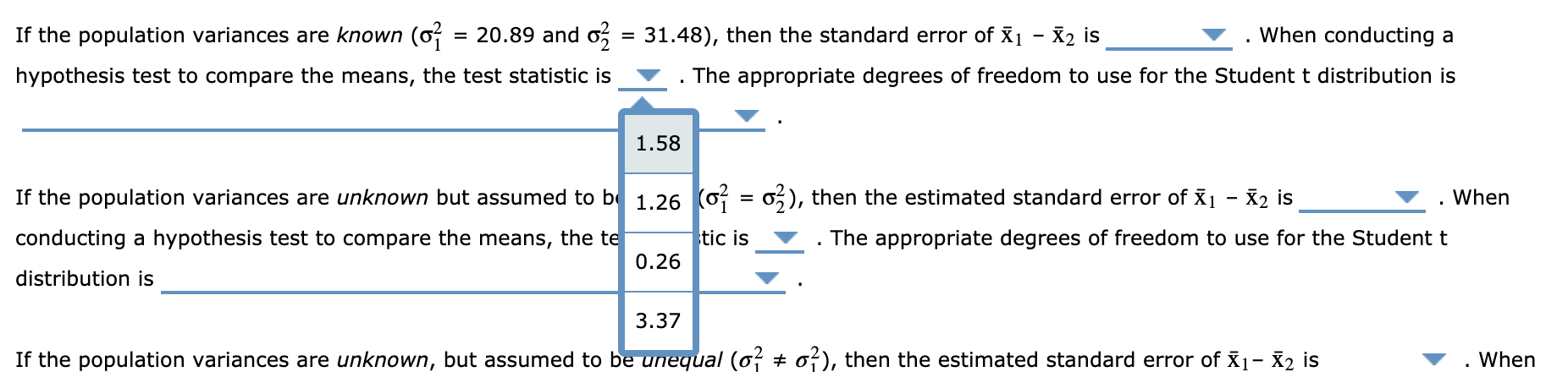 Solved 5. Comparing the means of two independent populations | Chegg.com