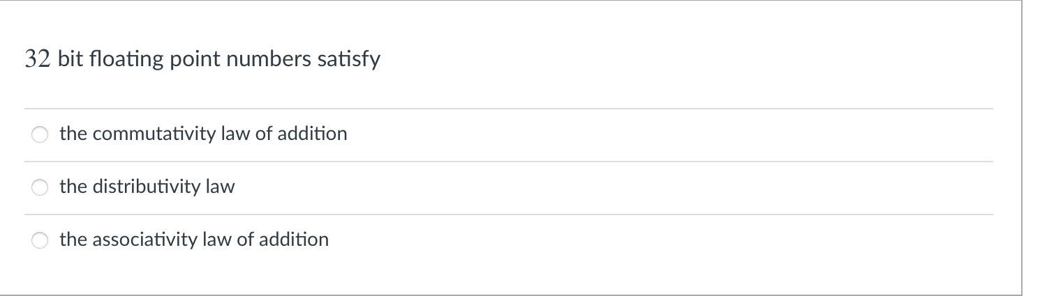 Solved 32 bit floating point numbers satisfy the | Chegg.com