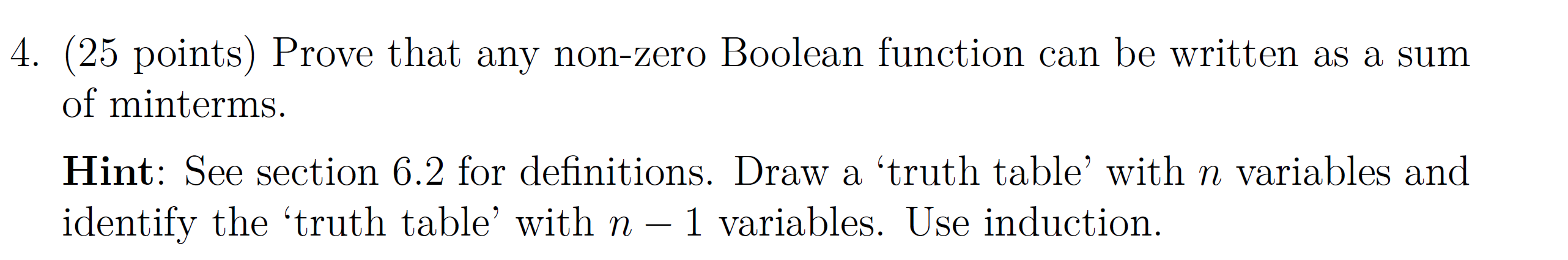 Solved 4. (25 points) Prove that any non-zero Boolean | Chegg.com
