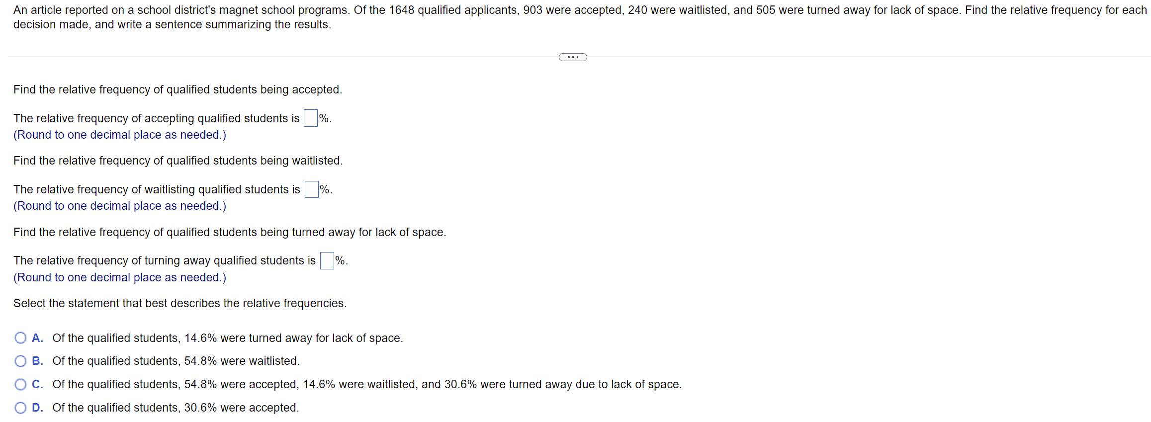 Solved decision made, and write a sentence summarizing the | Chegg.com
