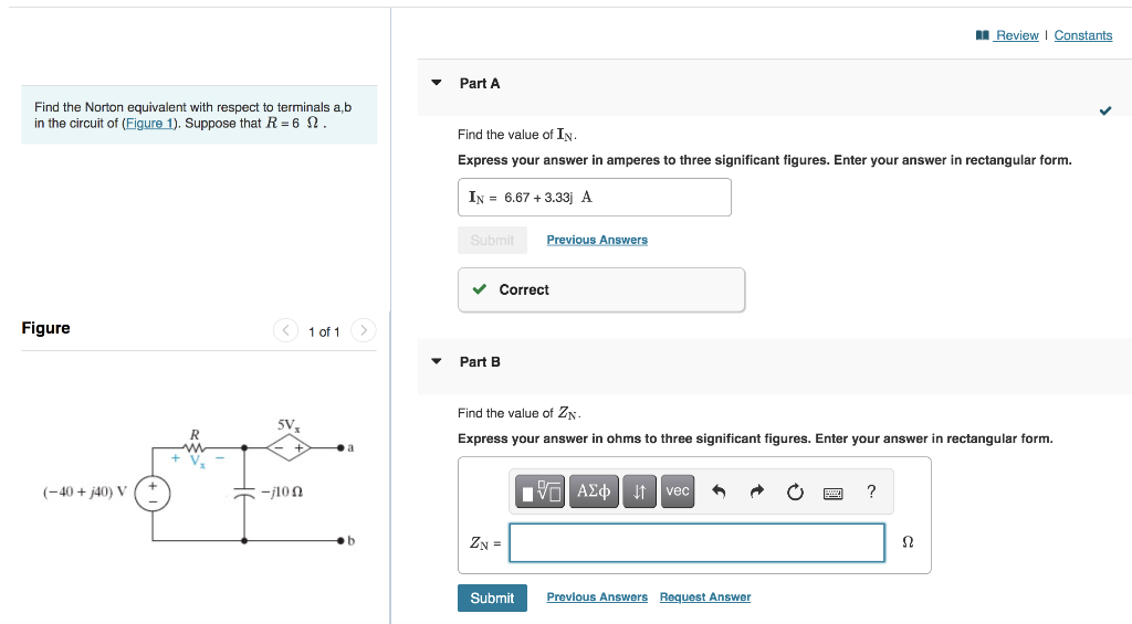 Solved A Review Constants Part A Find the Norton equivalent | Chegg.com