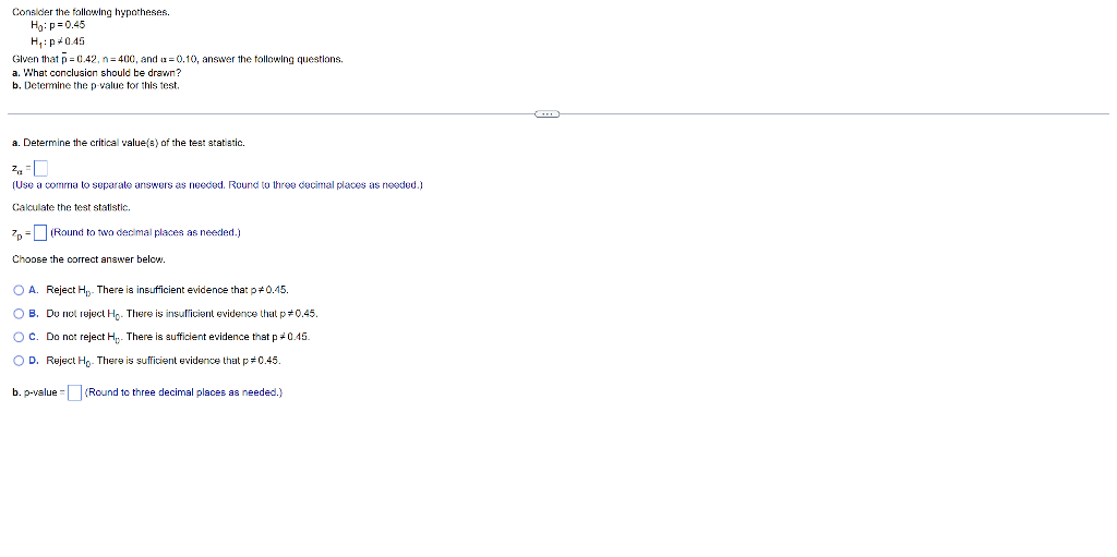 Solved Consider the following hypotheses. | Chegg.com