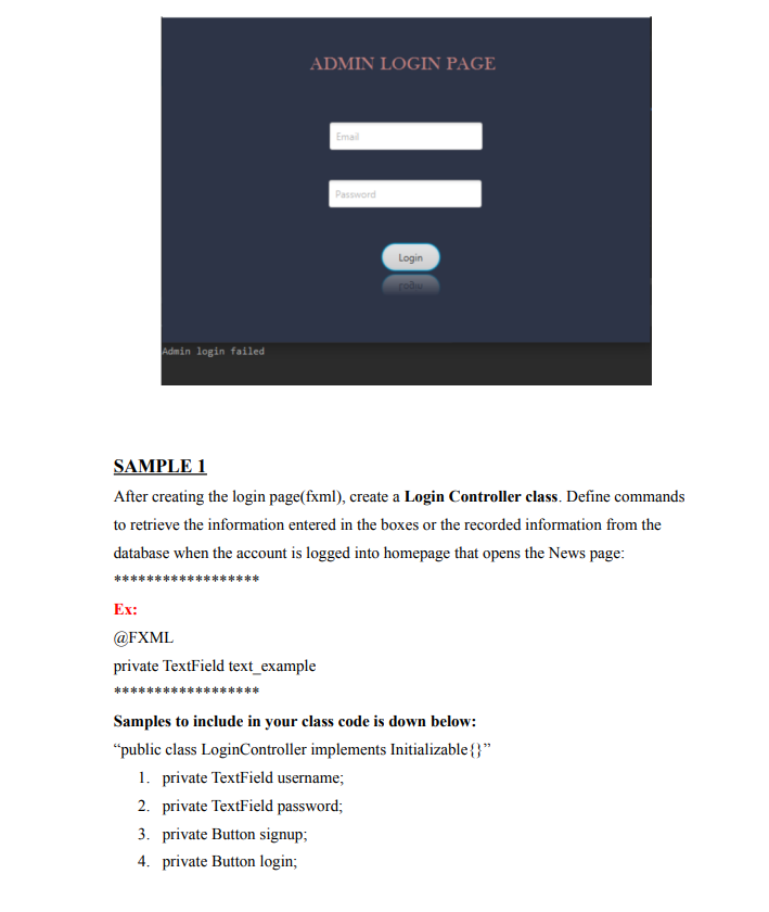 This is a JavaFX project which has user login, user | Chegg.com