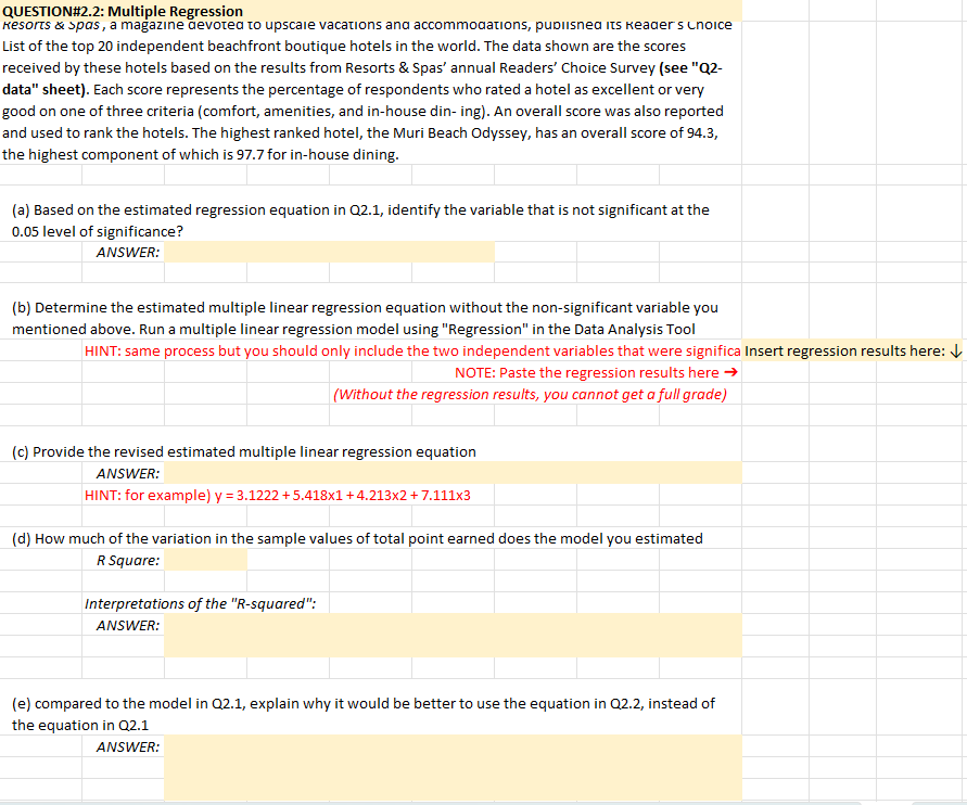 Solved \begin{tabular}{|l|r|r|r|r|} \hline Hotel & Overall & | Chegg.com