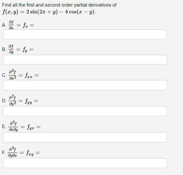 Solved Find all the first and second order partial | Chegg.com