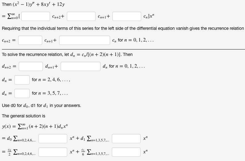 Solved Find the recurrence relation for the coefficients of | Chegg.com