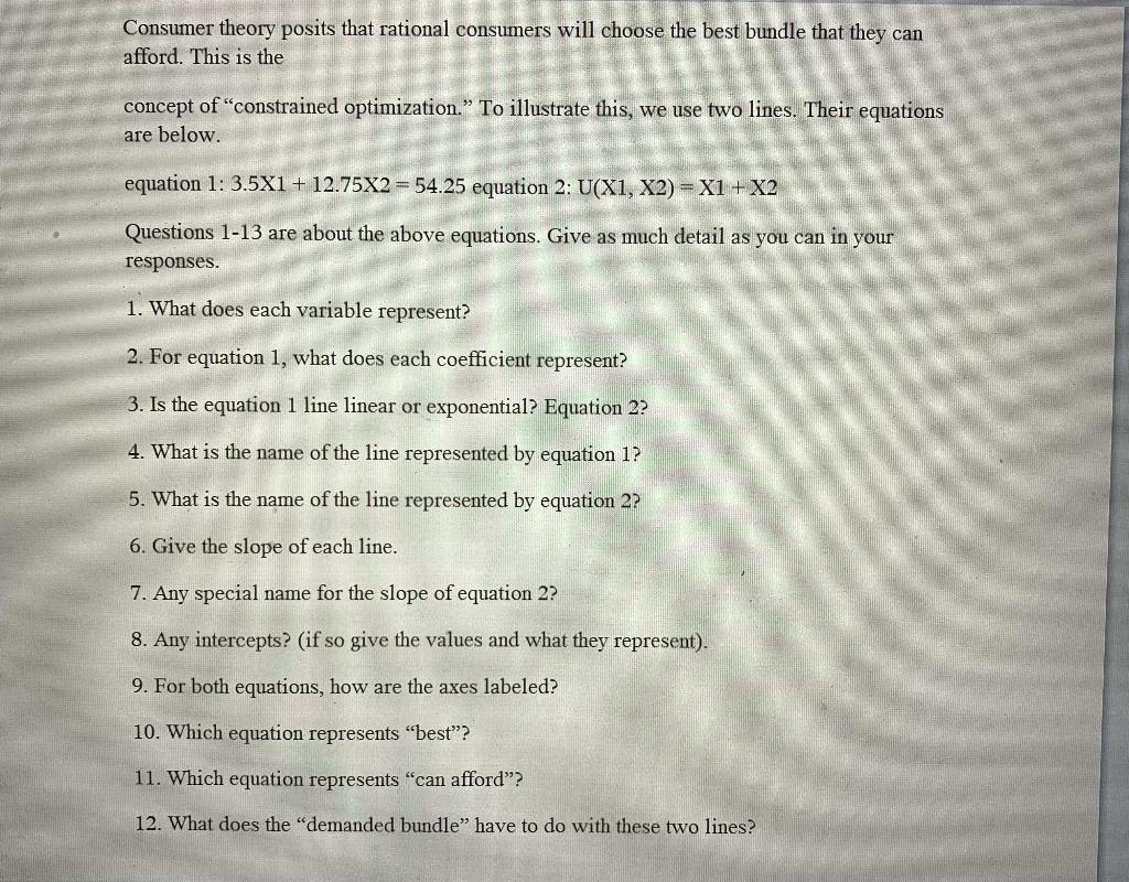 Solved Consumer theory posits that rational consumers will | Chegg.com