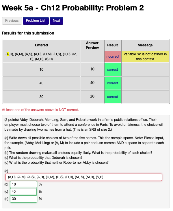 Solved Week 5a - Ch12 Probability: Problem 2 Previous | Chegg.com