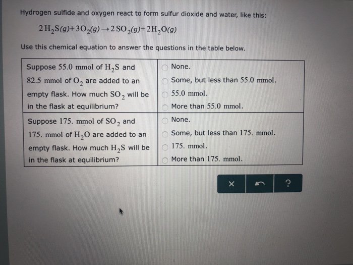 Solved Hydrogen Sulfide And Oxygen React To Form Sulfur