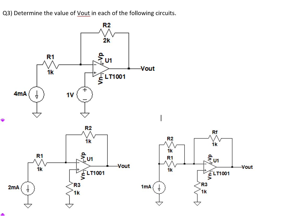 Solved Q3) Determine the value of Vout in each of the | Chegg.com