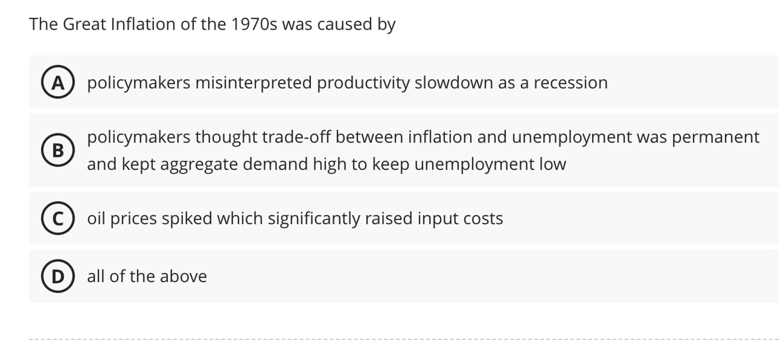 Solved The Great Inflation of the 1970 ﻿s was caused | Chegg.com