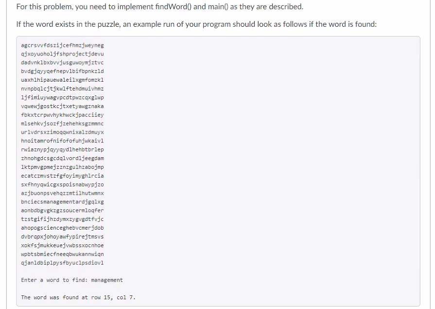 Solved public class Word Search { // This operation returns | Chegg.com