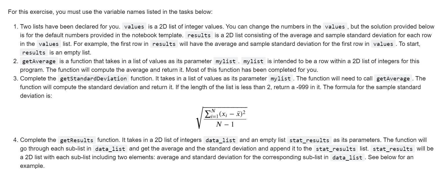 Solved For this exercise, you must use the variable names | Chegg.com