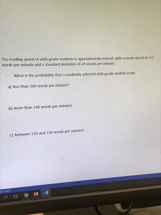 Solved The reading speed of sixth-grade students is | Chegg.com