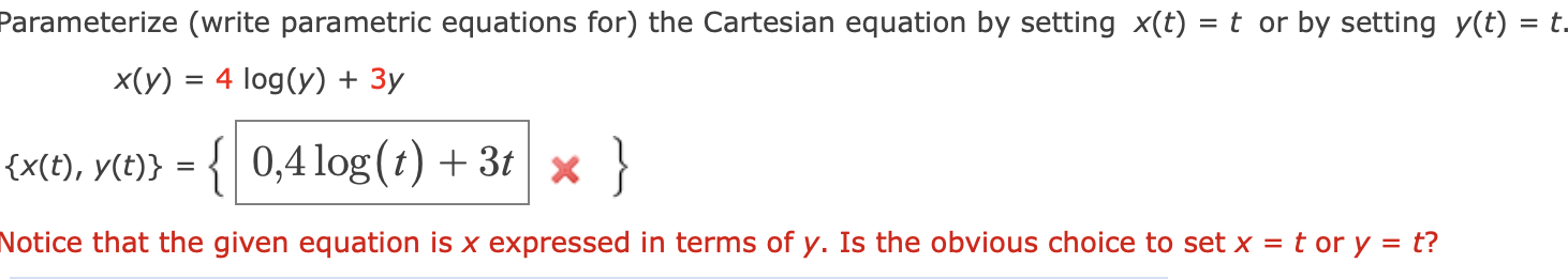 Solved Parameterize (write parametric equations for) the | Chegg.com