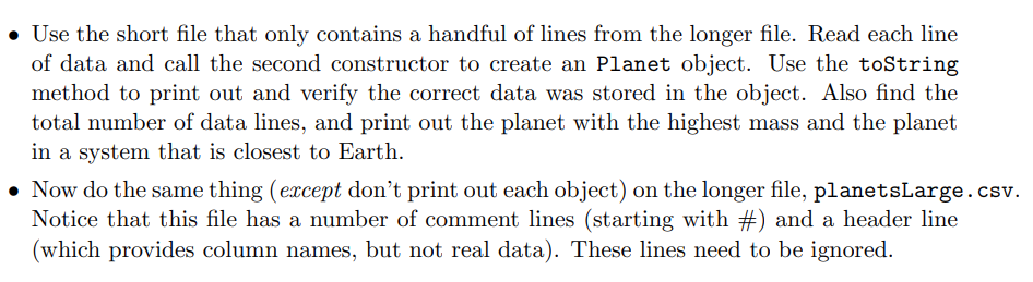 Solved OWN CODE MODE: Make a new package planets containing | Chegg.com