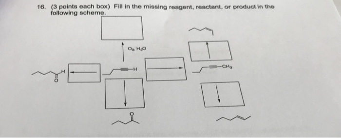 Solved 16. (3 points each box) Fill in the missing reagent, | Chegg.com