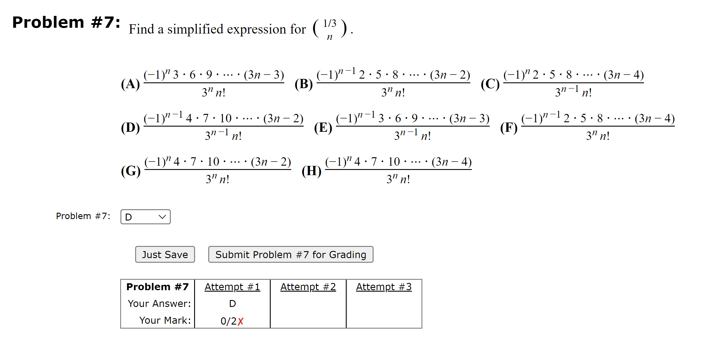 Solved Problem \#7: Find a simplified expression for (1/3n). | Chegg.com
