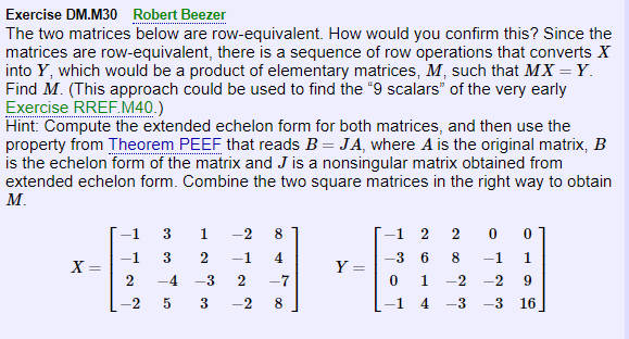 Solved Exercise DM.M30 Robert Beezer The two matrices below | Chegg.com