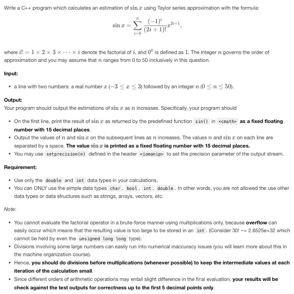 Solved Write a C++ program which calculates an estimation of | Chegg.com