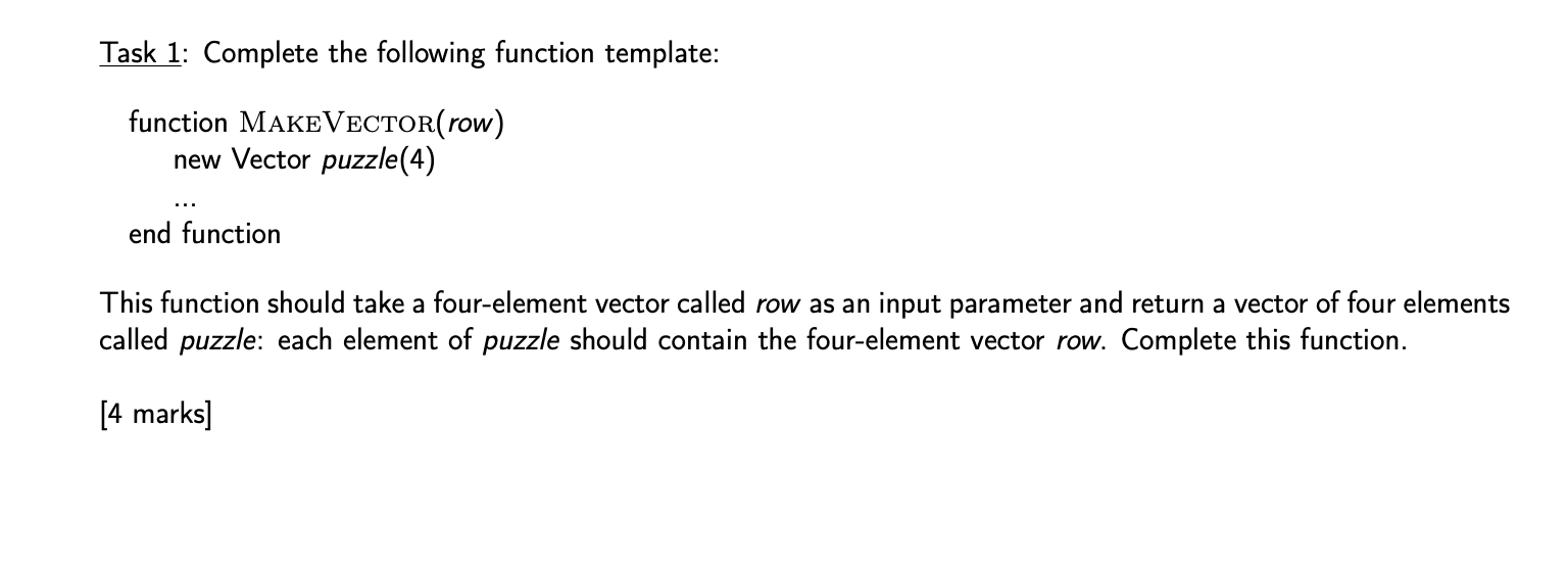 Solved Task 2: Complete the following function template: | Chegg.com