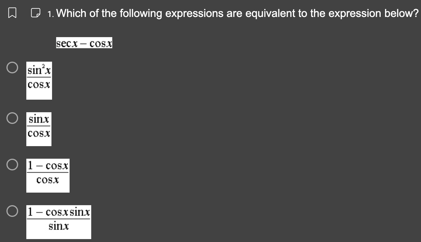 Solved Which of the following expressions are equivalent to | Chegg.com