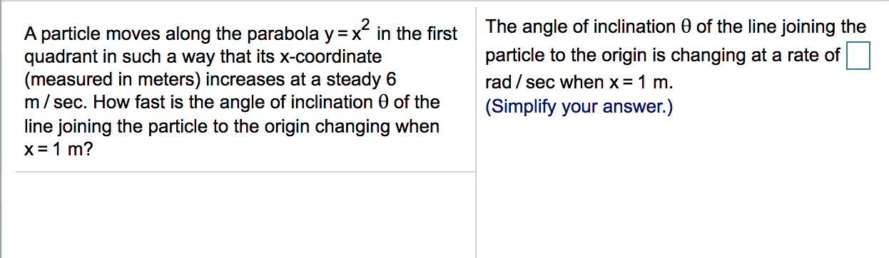 Solved A particle moves along the parabola y=x? in the first | Chegg.com