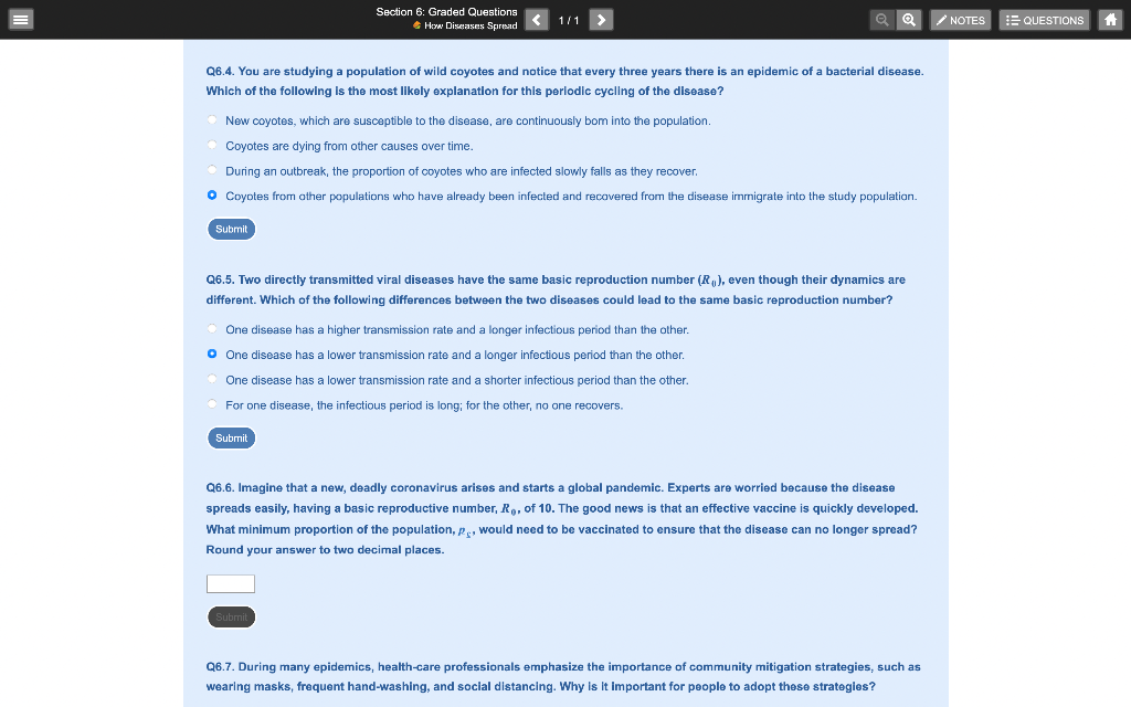 Solved Section 6: Graded Questions How Diseases Spread 1/1 | Chegg.com