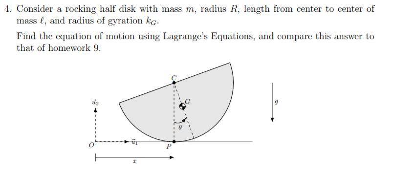 Solved 4. Consider a rocking half disk with mass m, radius | Chegg.com