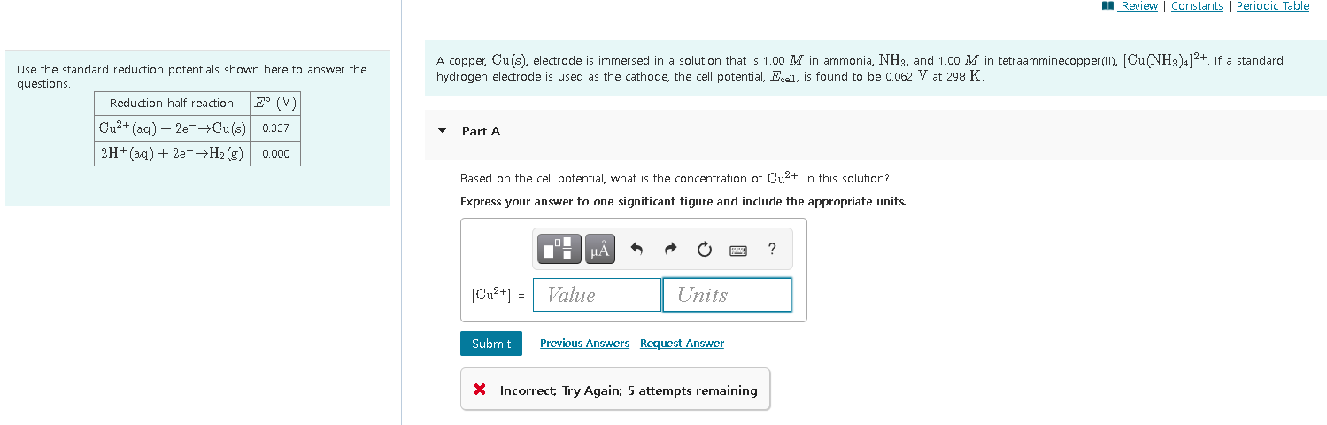 Solved Review | Constants Periodic Table Use the standard | Chegg.com