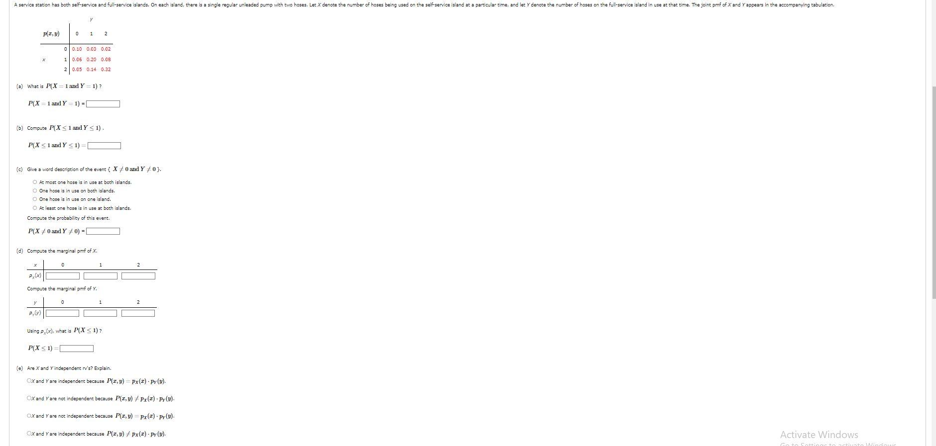 Solved \begin{tabular}{cc|ccc} \multicolumn{2}{c|}{p(x,y)} & | Chegg.com