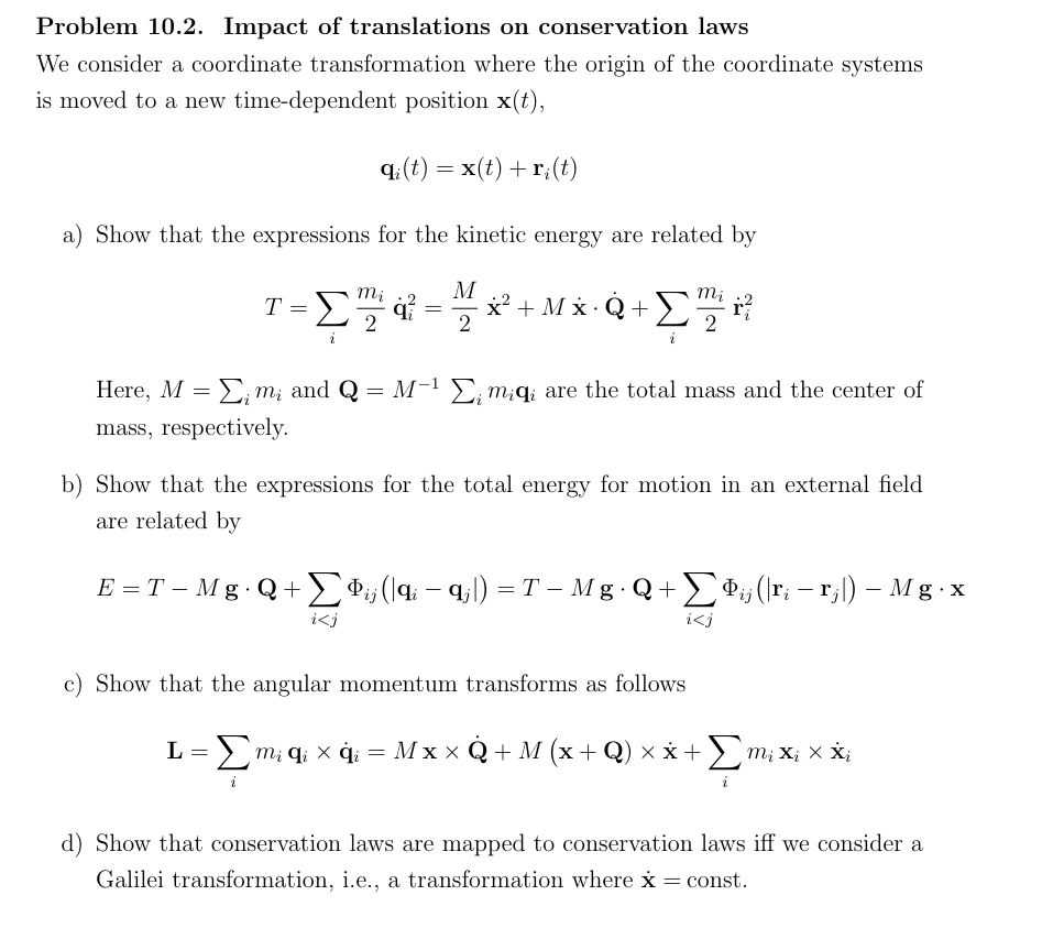 Solved Problem 10.2. Impact of translations on conservation | Chegg.com