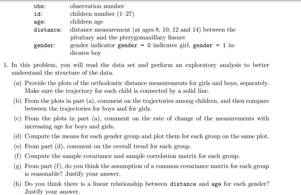 Solved 1. In this problem, you will read the data set and | Chegg.com