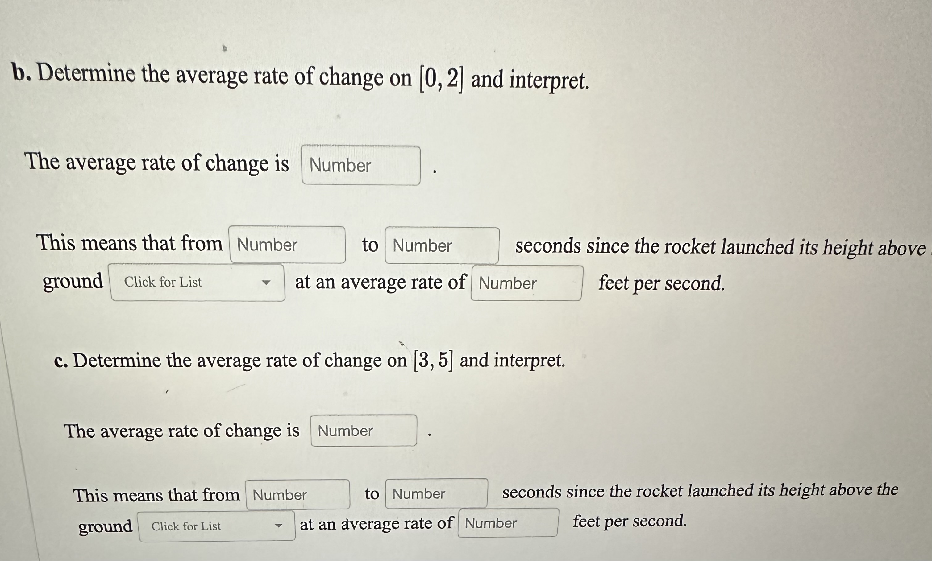 Solved b. Determine the average rate of change on [0,2] and | Chegg.com