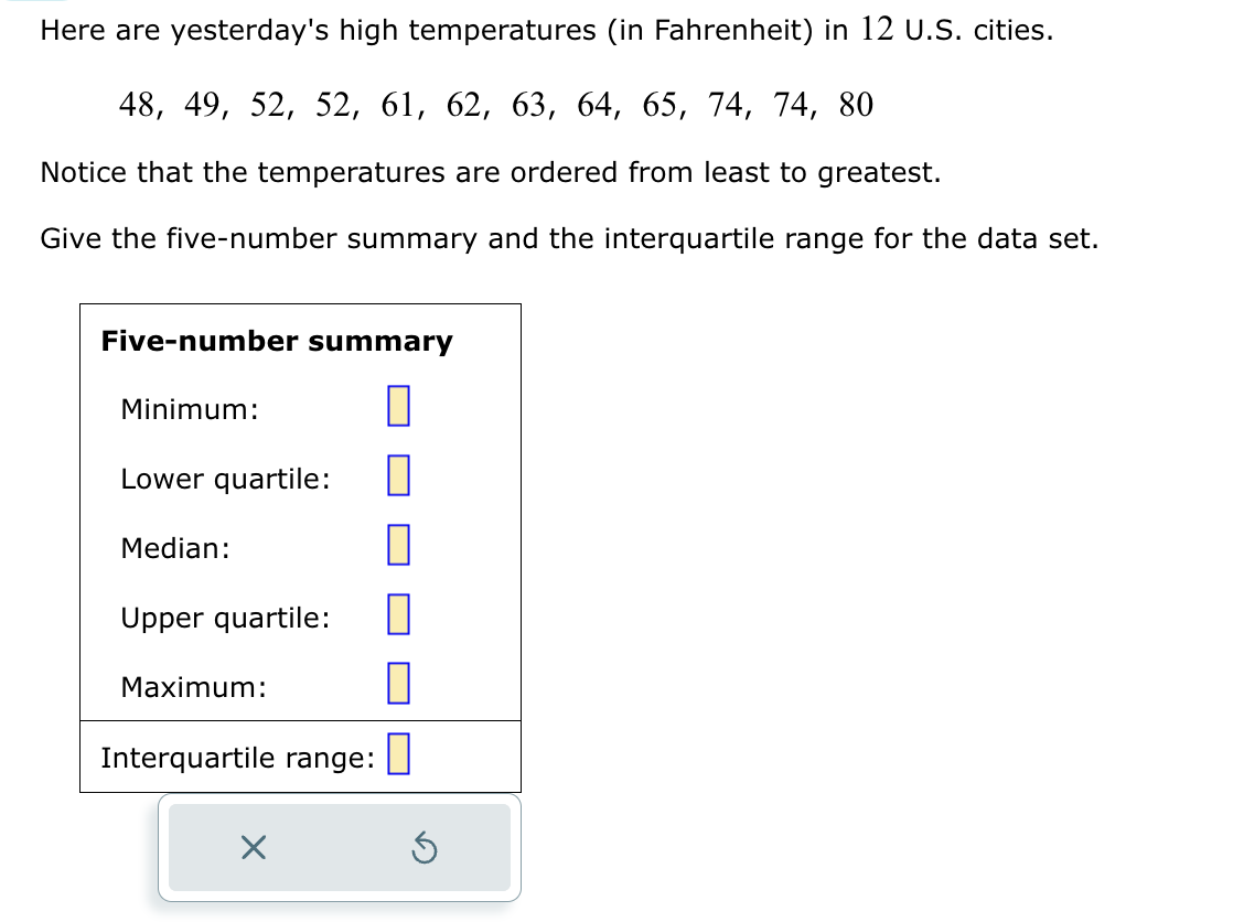 Solved Here are yesterday's high temperatures (in | Chegg.com