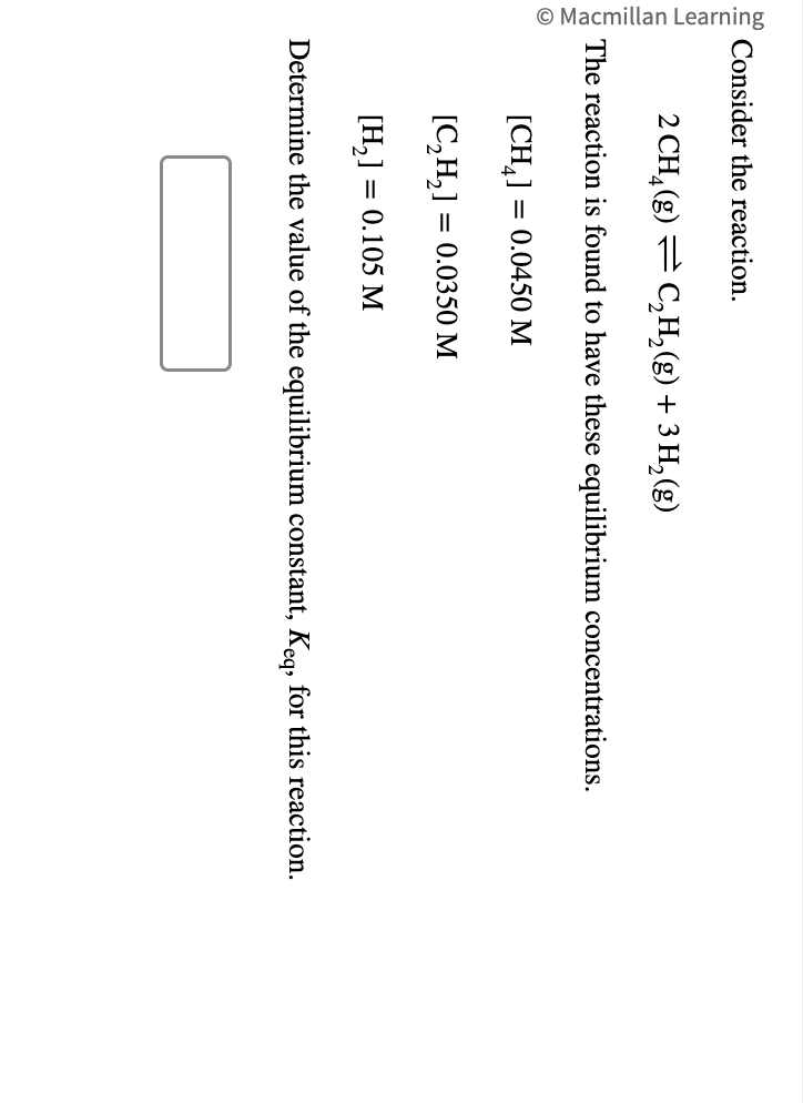 Solved Consider the reaction. 2CH4( g)⇌C2H2( g)+3H2( g) The | Chegg.com