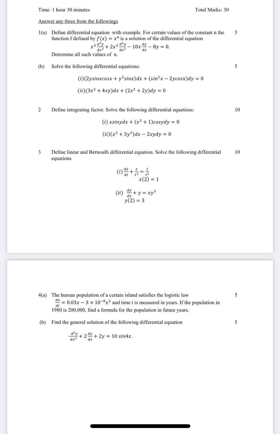 Solved Time: 1 hour 30 minutes Total Marks: 30 Answer any | Chegg.com