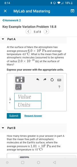 Solved 8:14 *0 . 18% X MyLab and Mastering Part A At the | Chegg.com
