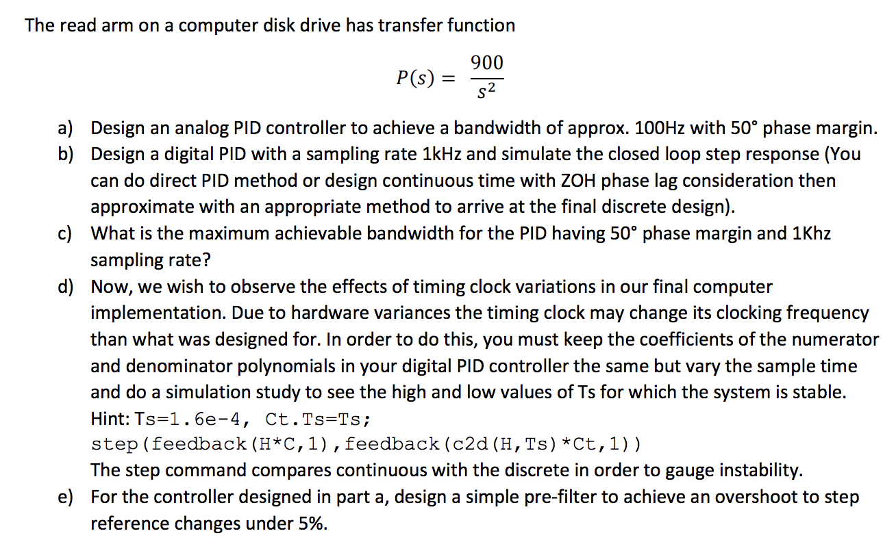The read arm on a computer disk drive has transfer | Chegg.com