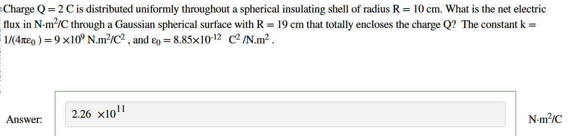 Solved ° ﻿Charge Q=2C ﻿is distributed uniformly throughout a | Chegg.com